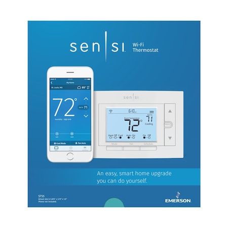 Sensi Emerson Sensi Built In WiFi Heating and Cooling Push Buttons Smart-Enabled Thermostat ST55 ...